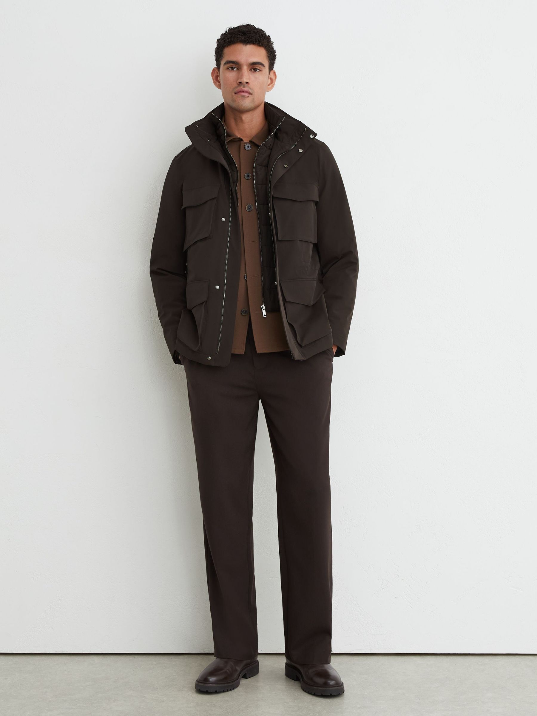 REISS Reiss Glick Four-Pocket Hooded Jacket with Removable Gilet